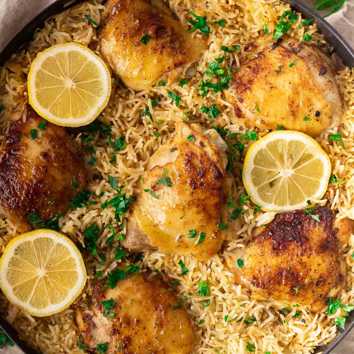 Lemon Garlic Chicken & Rice Pilaf | Lola Jay Yum!
