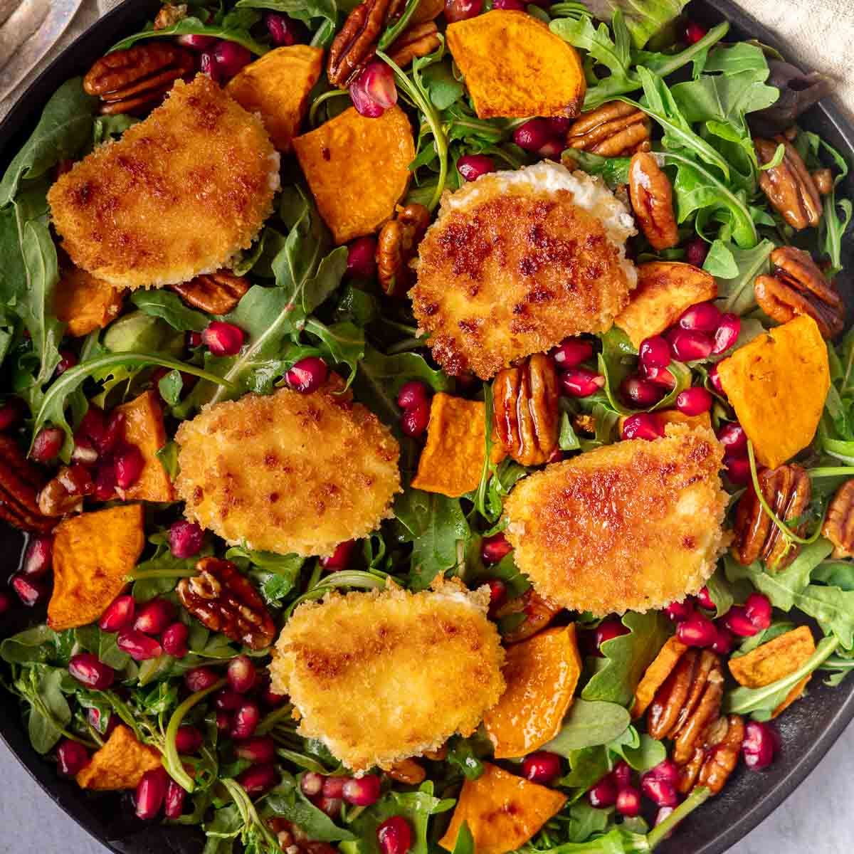 Crispy Goat Cheese Salad with Maple Pecans | Lola Jay Yum!