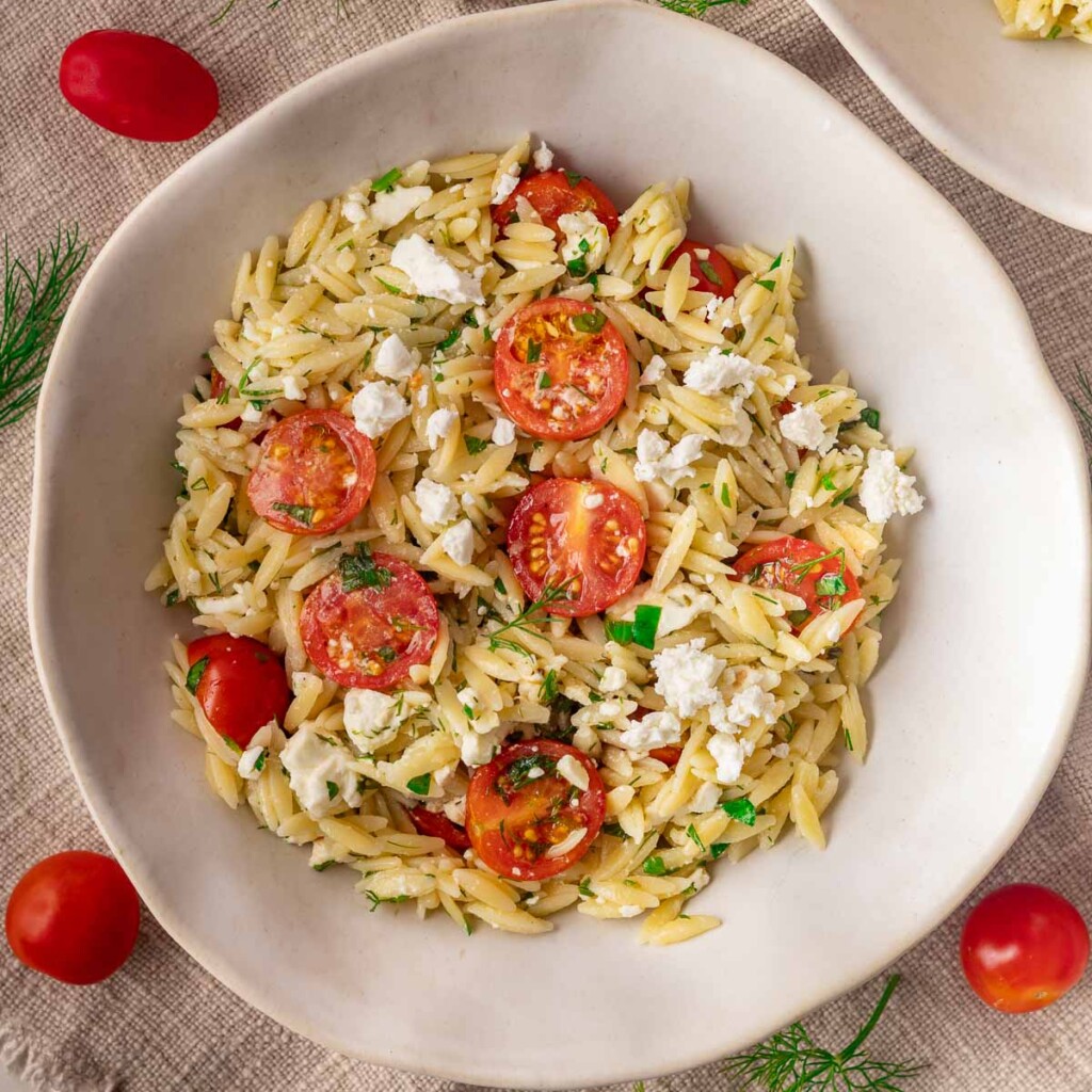 Tomato & Feta Orzo Salad | Lola Jay Yum!